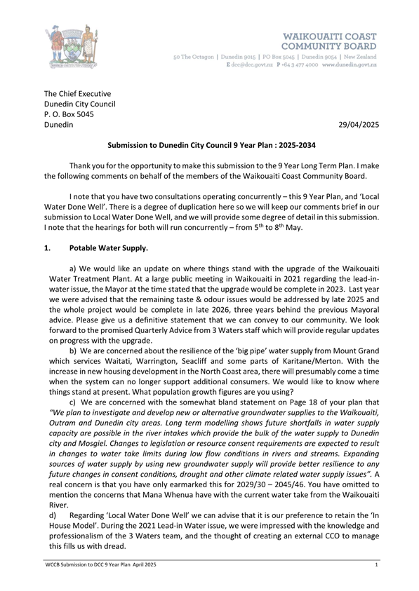 Agenda of Waikouaiti Coast Community Board - Wednesday, 4 June 2025